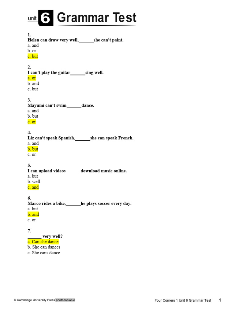 Unit 6 Grammar Test for ESL Learners | PDF