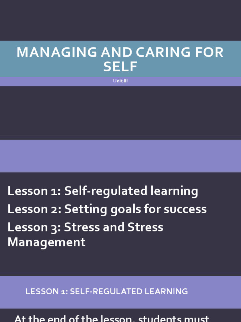 Managing and Caring For Self | PDF | Self Efficacy | Learning
