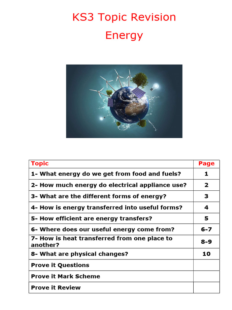 KS3 Energy Revision Guide | PDF | Watt | Natural Gas