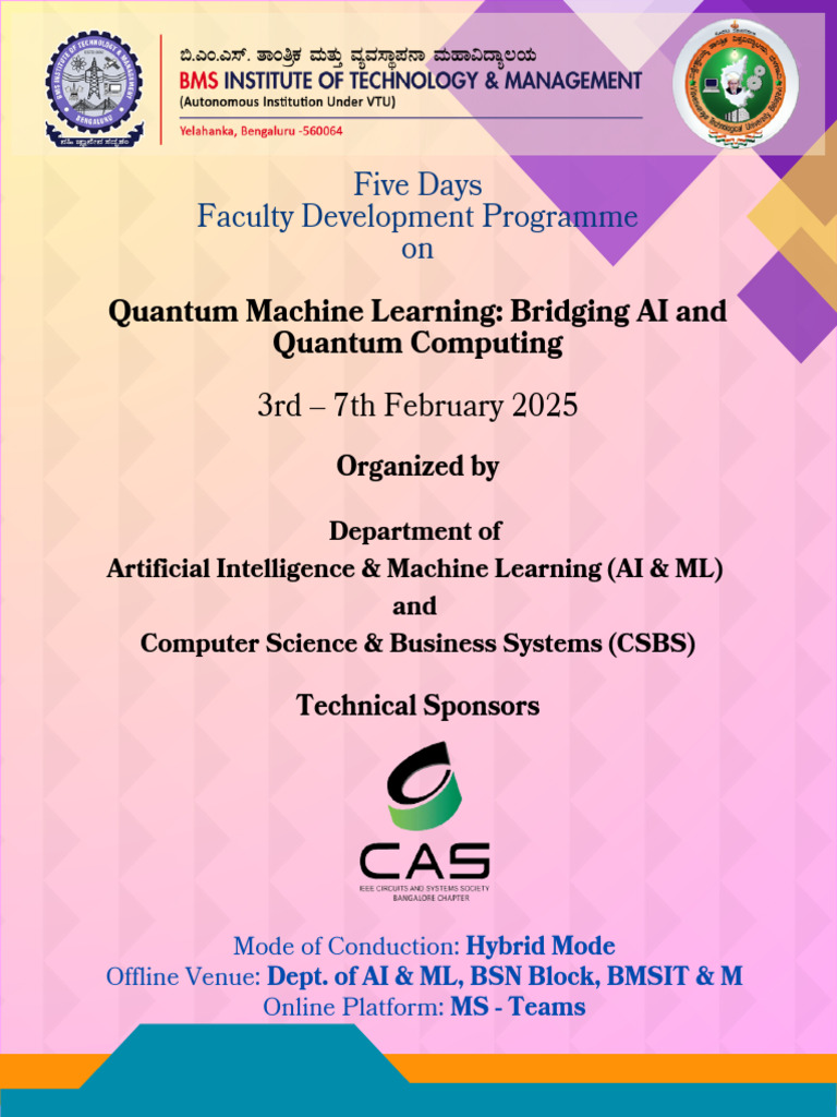 Bmsit FDP On QML Feb 2025 | PDF | Quantum Computing | Computing