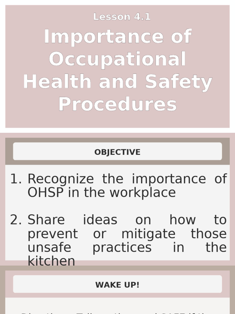 1importance of Occupational Health and Safety Procedures | PDF ...
