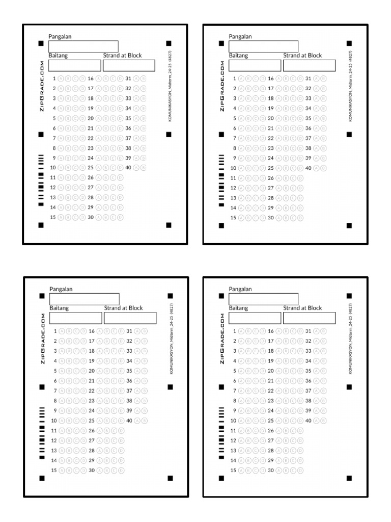 Answer Sheet Midterm | PDF