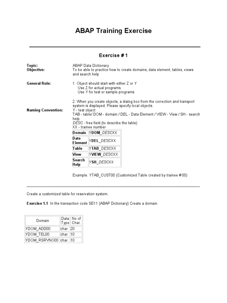 ABAP Training Exercise | Download Free PDF | Parameter (Computer Programming) | Subtraction