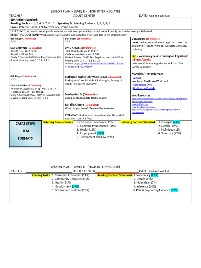 LP Unit 6 Level E Advanced | PDF | Behavior Modification | Cognition