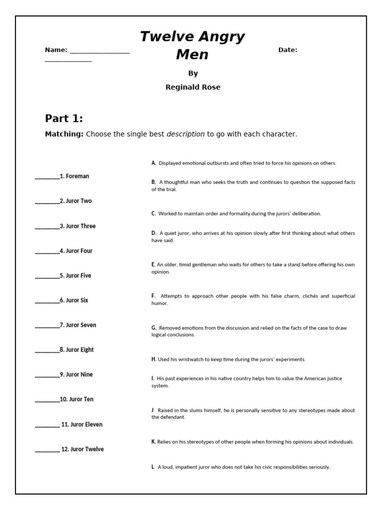 Twelve Angry Men: by Reginald Rose | PDF | Public Law | Justice