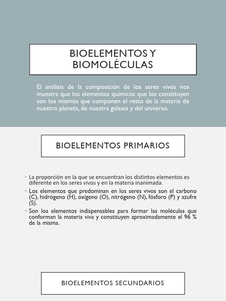 Bioelementos y Biomoléculas Esenciales | PDF