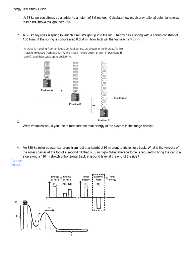 Energy Test Study Guide | PDF