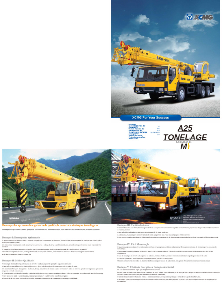Guindaste Caminhão XCMG Qy25k II | PDF | Motores | Guindaste (máquina)