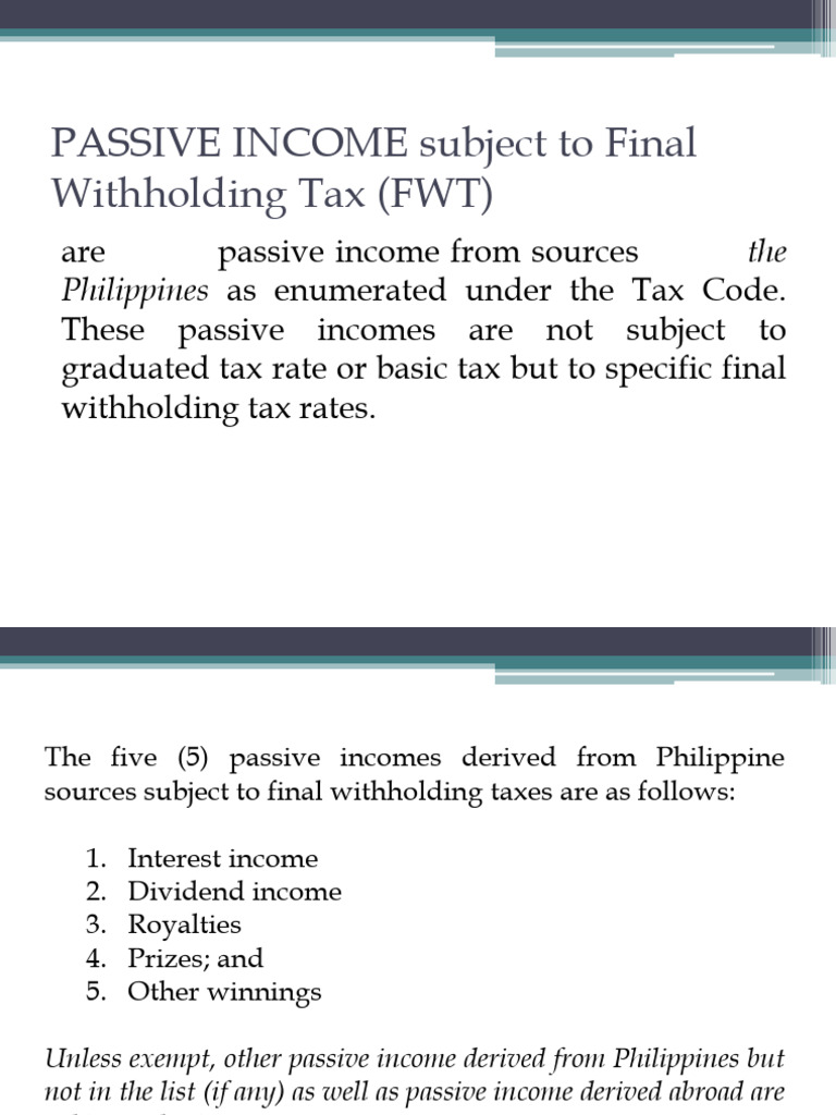 Final Withholding Tax - v2 - 23 Nov 2024 | PDF | Income Tax | Taxes