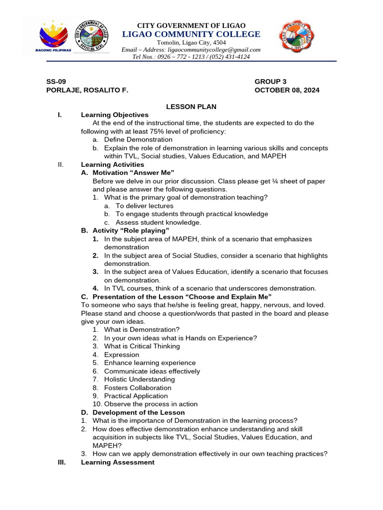 Lesson Plan | PDF | Learning | Behavioural Sciences