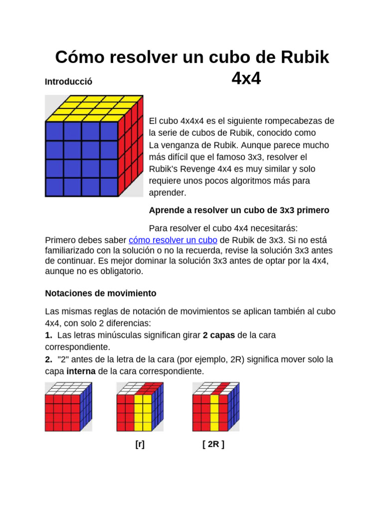 Cómo Resolver Un Cubo Rubik 4x4 (Guía Completa) | PDF