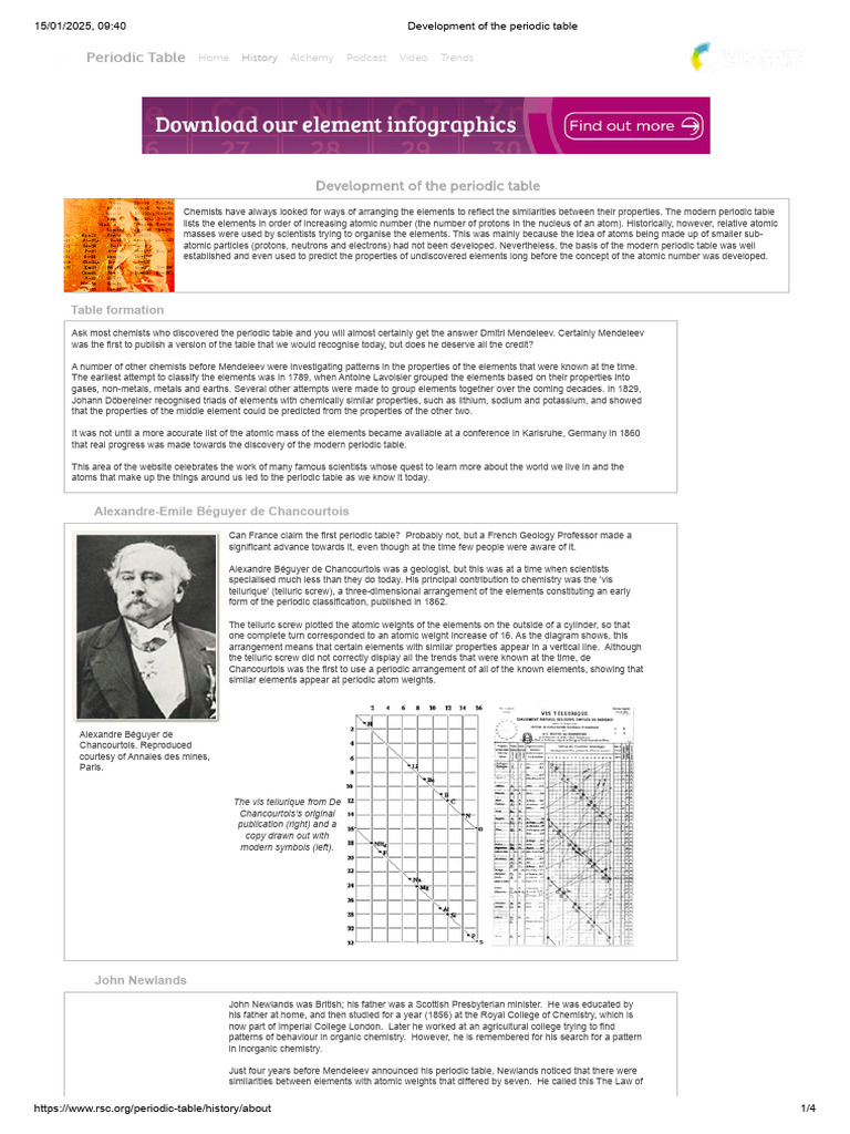 Development of The Periodic Table | PDF | Chemical Elements | Periodic ...