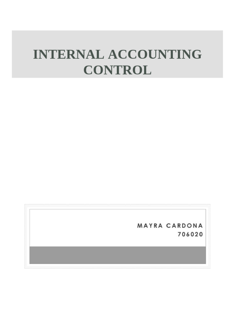 Internal Accounting Control | PDF | Internal Control | Accounting