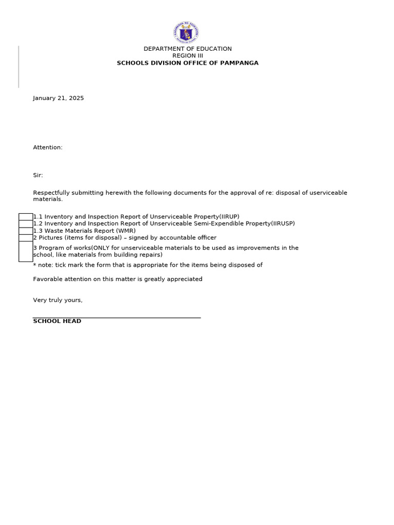 Unserviceable Property Disposal Reports | PDF