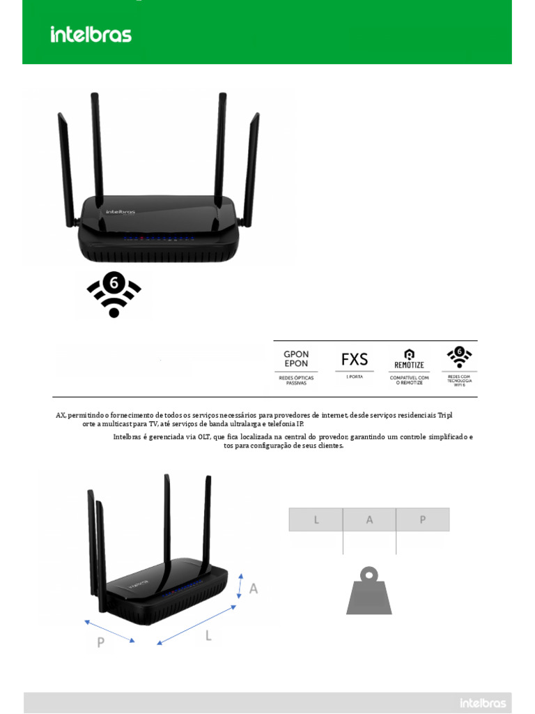 ONT AX 1800V: Especificações e Recursos | PDF | Wi-Fi | Ethernet
