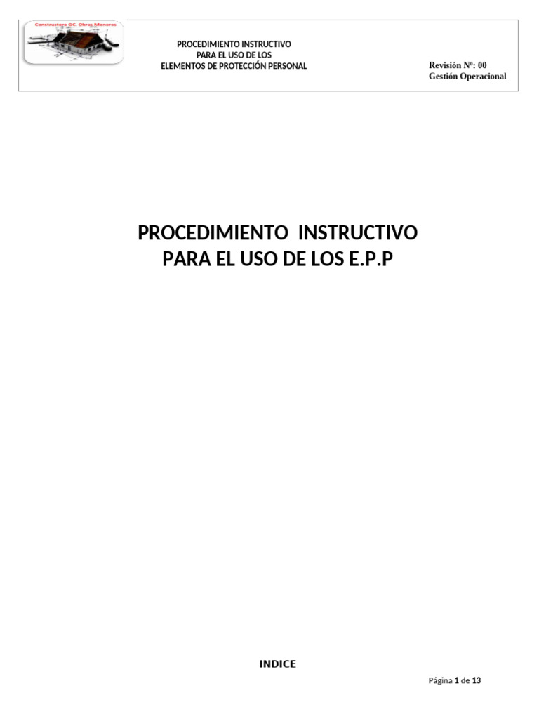 Procedimiento Instructivo de Los EPP | PDF | Guante | Agua