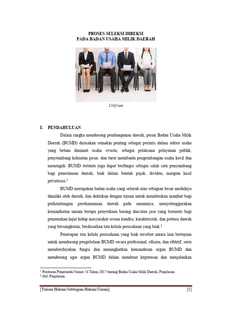 Proses Seleksi Direksi BUMD | PDF