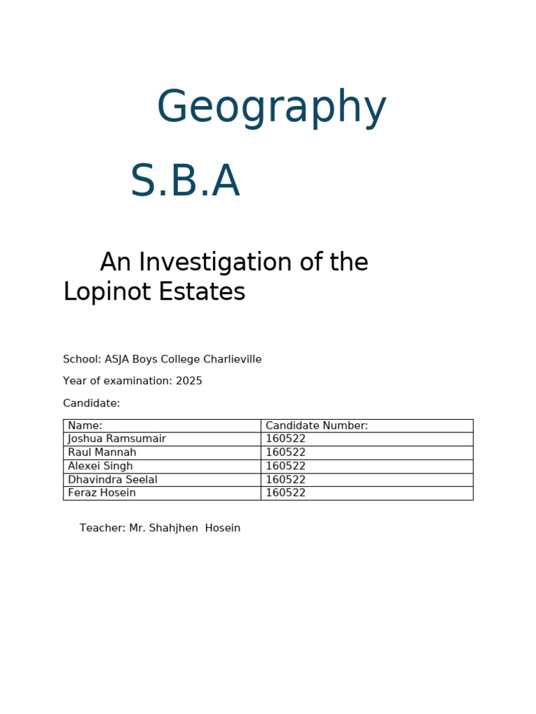 Geography sba draft | PDF