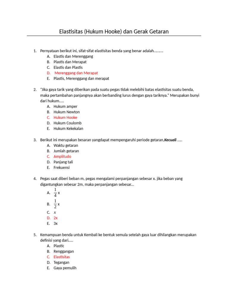 Soal Elastisitas dan Getaran | PDF