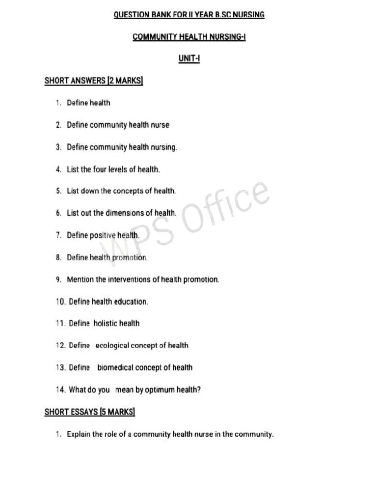 Community Health Nursing 1-1 | PDF