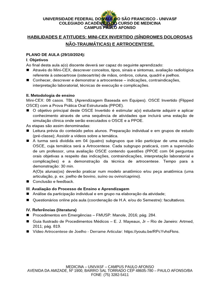 Aula sobre Artrocentese e Osteoartrite | PDF