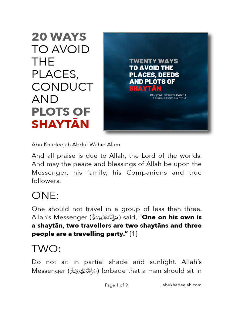 20 Ways To Avoid Shaytan and His Plots | PDF | Prophets And Messengers In Islam | God In Islam