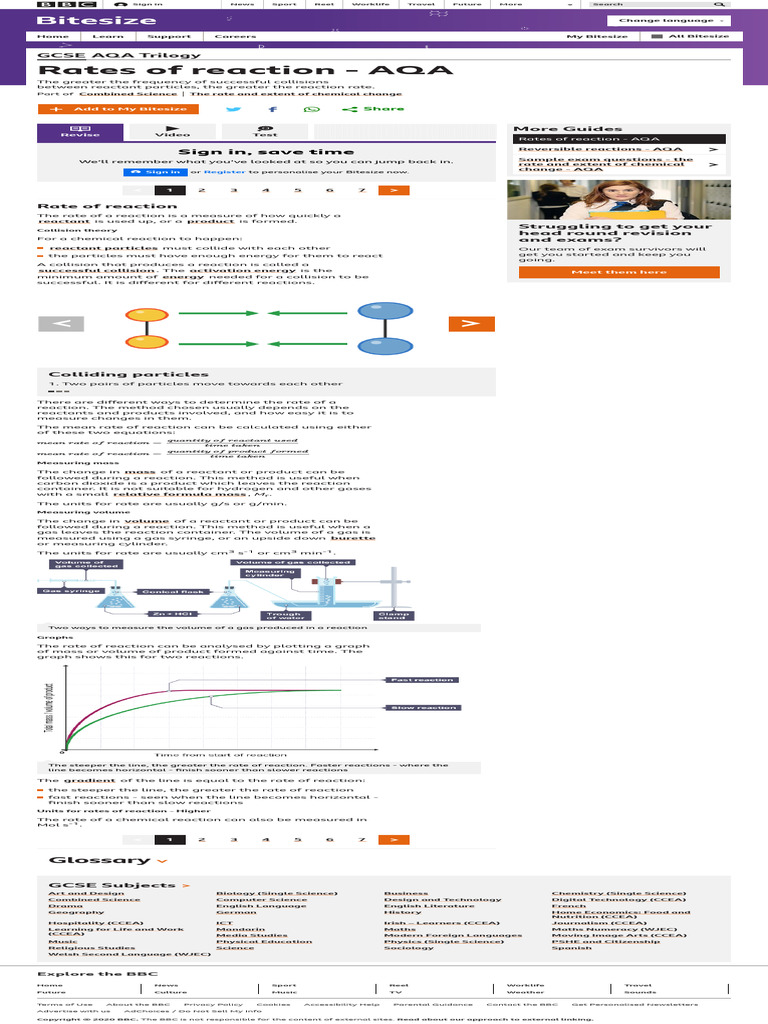 Rate of Reaction - Rates of Reaction - AQA - GCSE Combined Science ...
