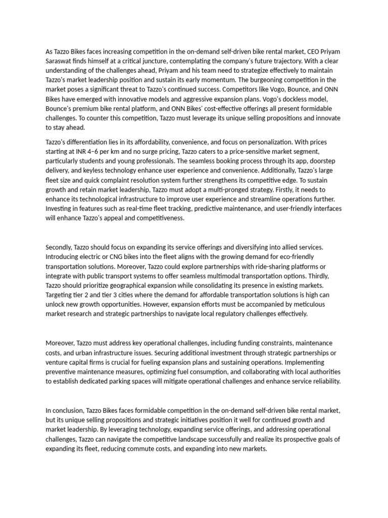 As Tazzo Bikes Case Study | PDF | Infrastructure | Economies