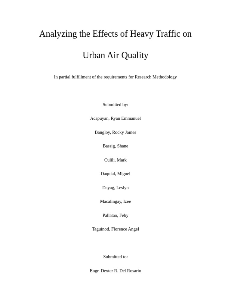 Traffic Impact on Urban Air Quality | PDF | Air Pollution | Particulates