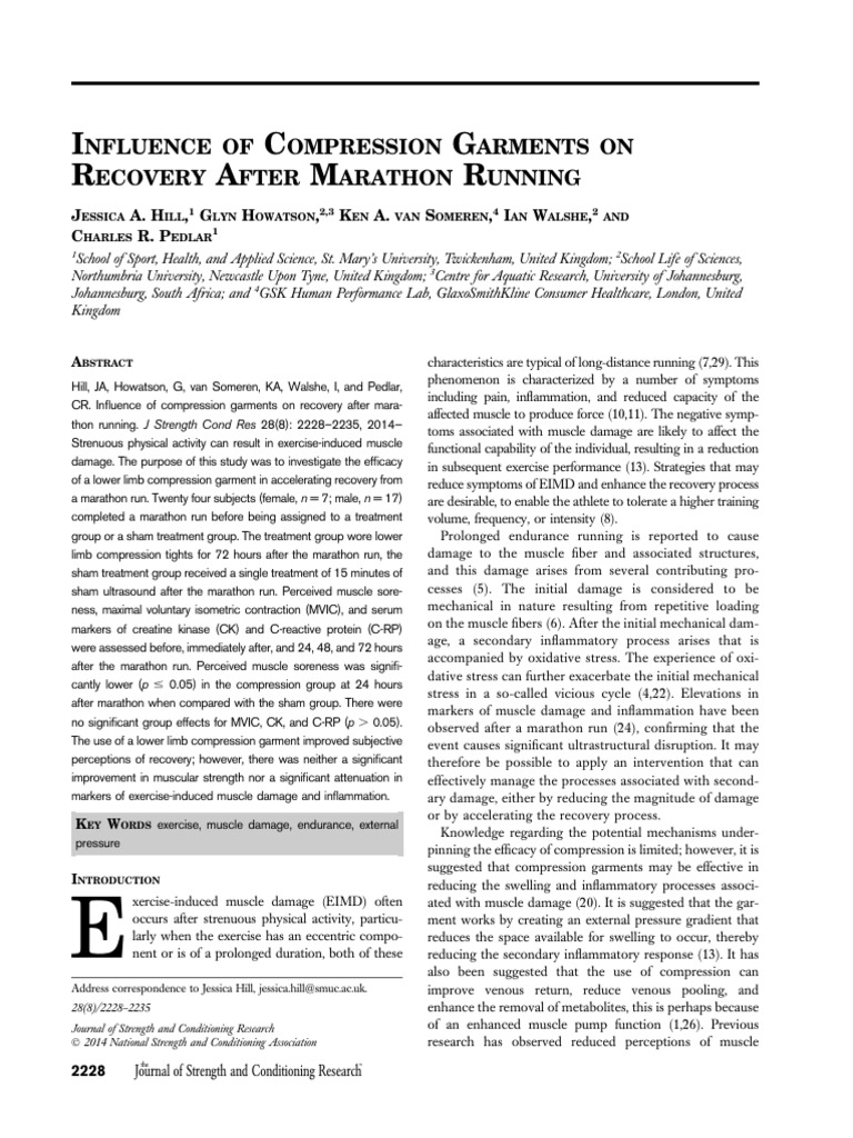 Influence of Compression Garments On Recovery.18 | PDF | Skeletal ...