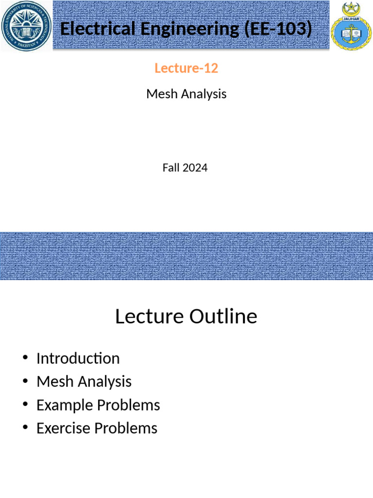 Lecture 12 Mesh Analysis 1 | PDF | Electrical Network | Electric Current