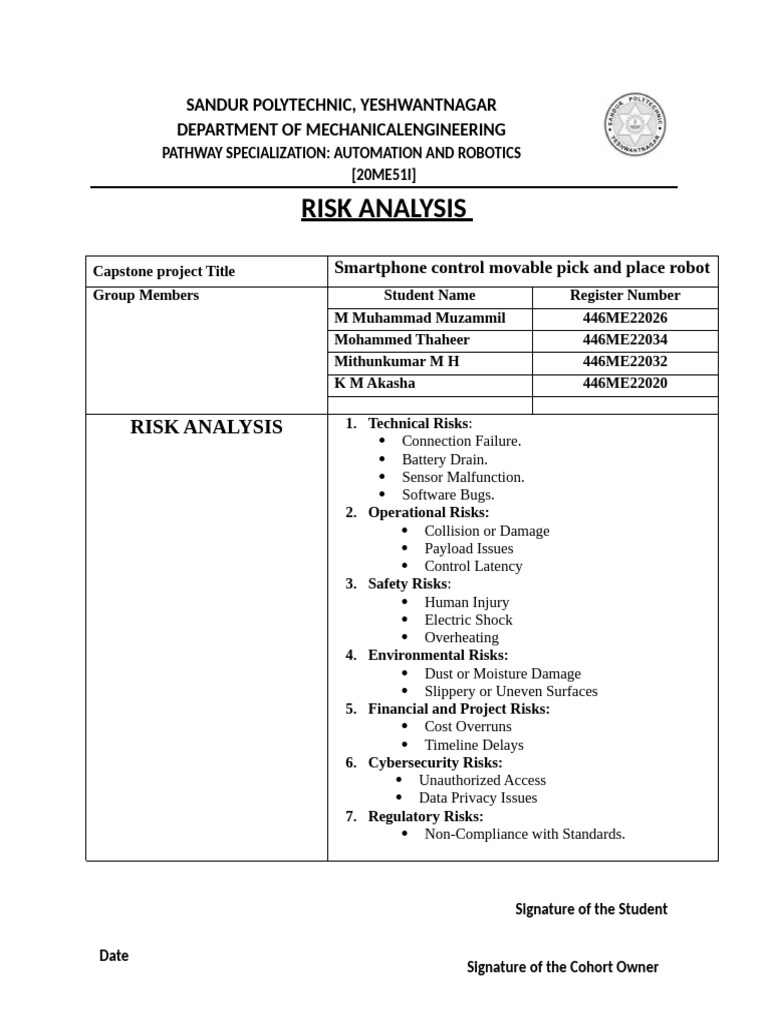 Risk Analysis - Project. | PDF