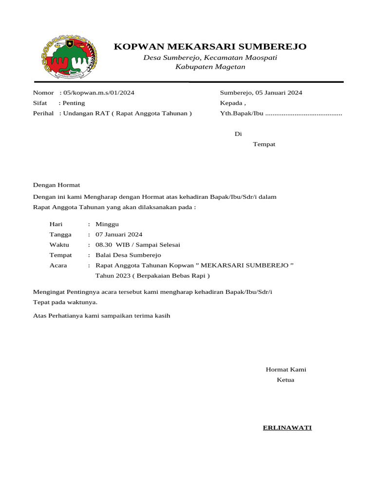 Kopwan Mekarsari Sumberejo | PDF