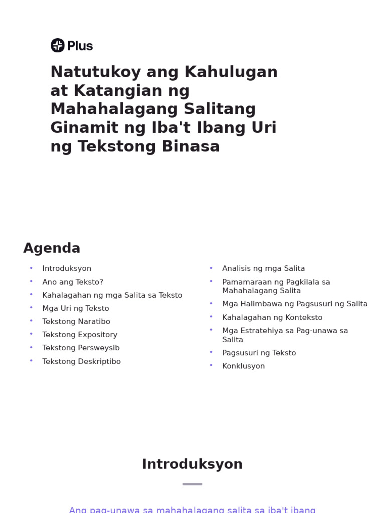 Pagbasa at Pagsusuri 11 q3 2 Wk1 Natutukoy Ang Kahulugan at Katangian NG Mahahalagang Salitang ...