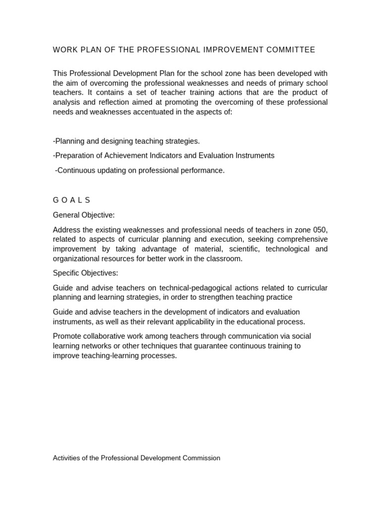 Personal Development Work Plan | PDF | Teachers | Evaluation