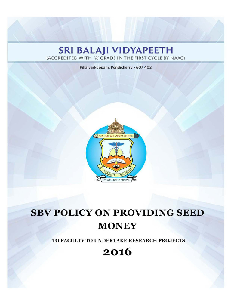 2016 SBV Policy On Seed Moner CC | PDF