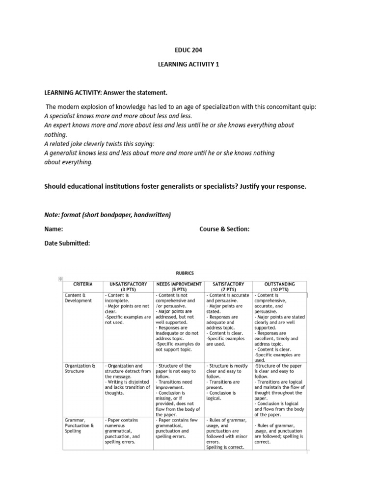 Learning-activity-1 | PDF