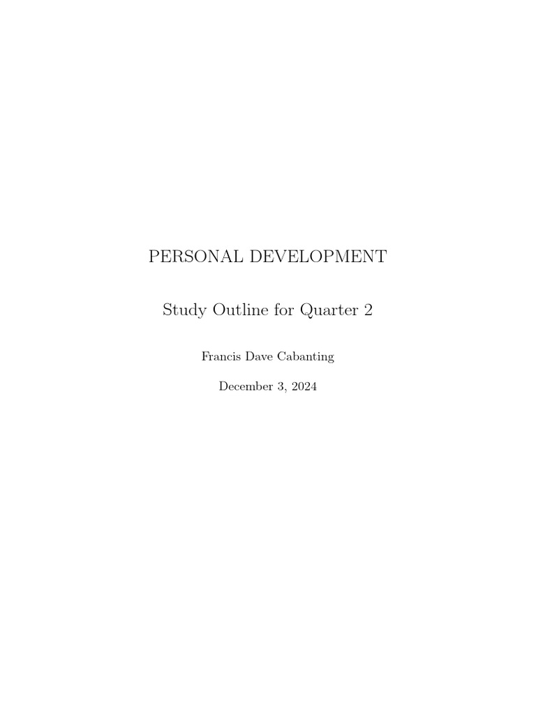 Personal Development Study Outline For Quarter 2 | PDF | Family | Brain