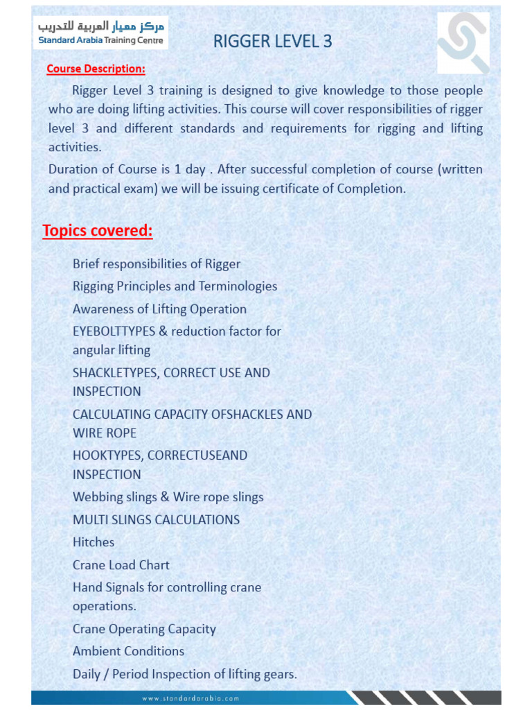 Rigger Level 3 Course Description | PDF