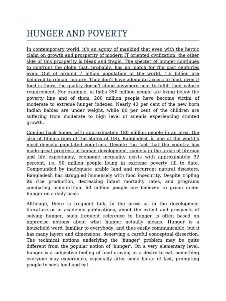 Global Hunger and Poverty Crisis Explained | PDF | Malnutrition | Food ...