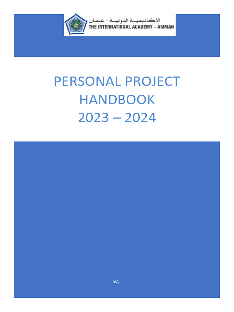Personal Project Handbook 2023-2024 | PDF | Thought | Goal