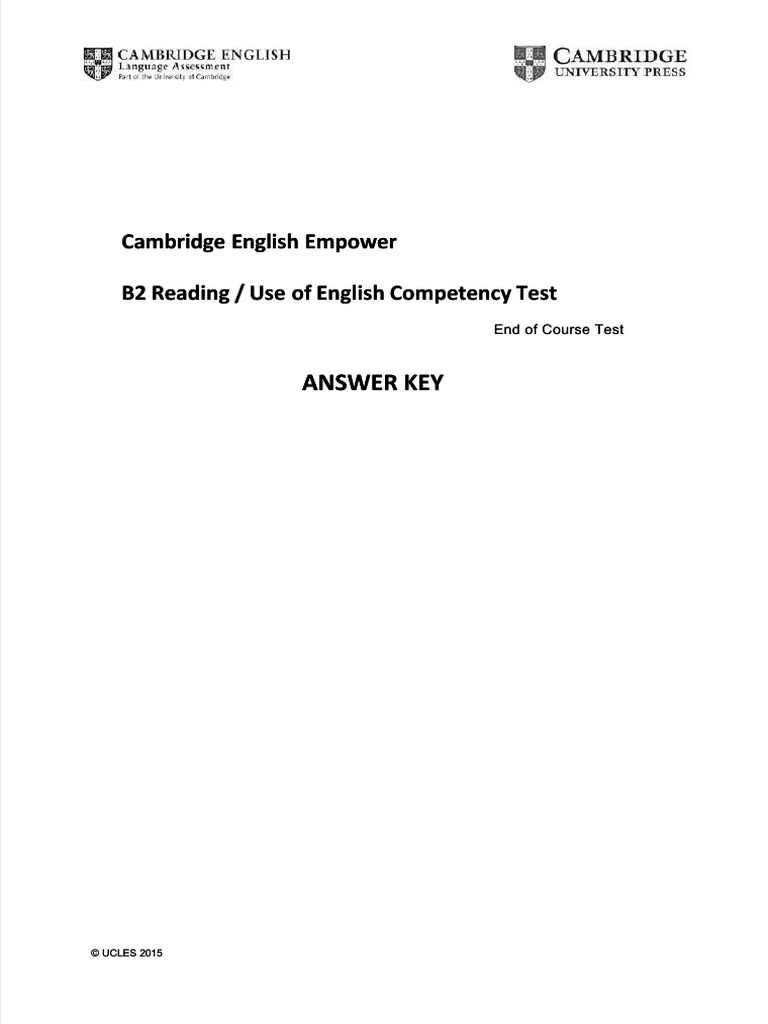 PDF Reading Test Answer Key Compress | PDF