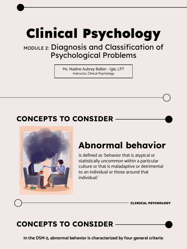 Module 2.1 - Diagnosis and Classification of Psychological Problems ...