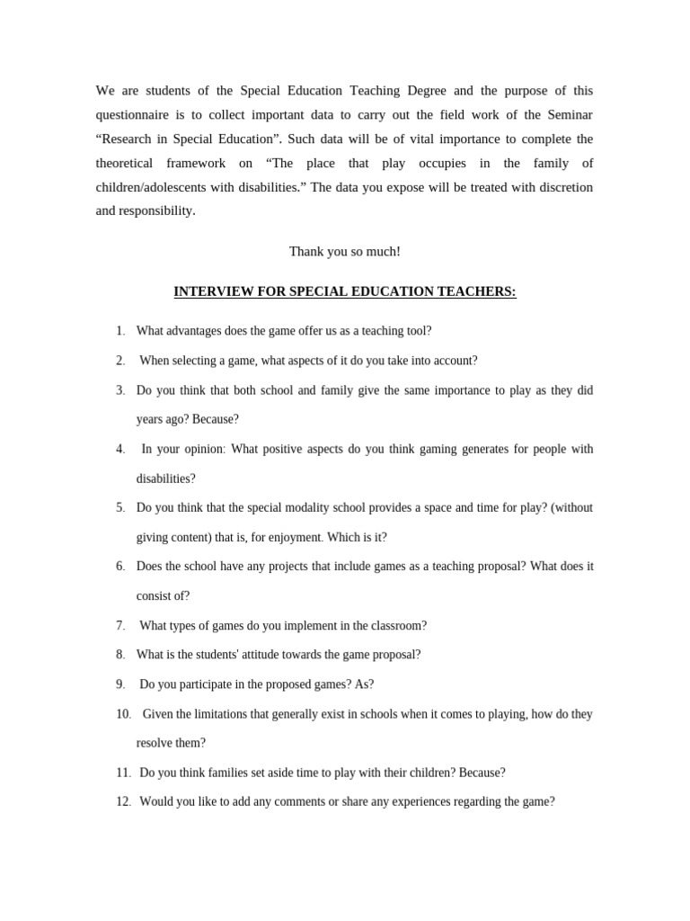 Special Education Play Insights | PDF | Special Education | Questionnaire