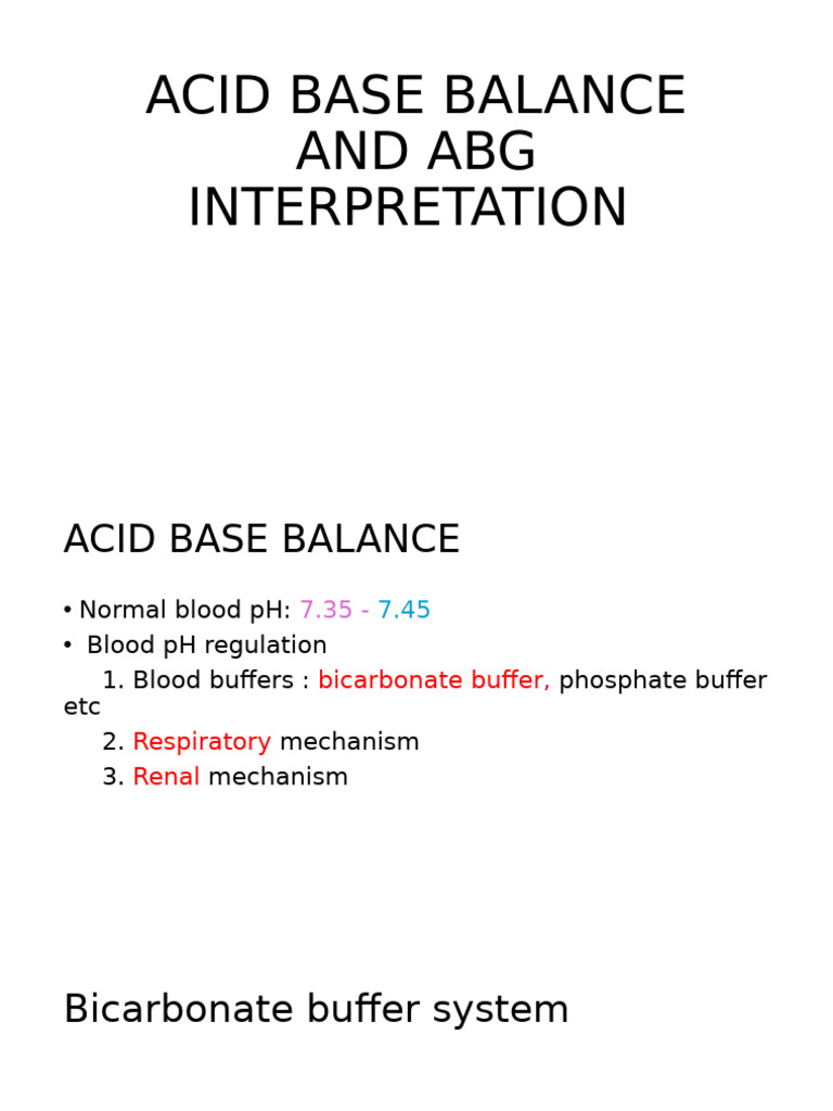 Acid Base Balance and Abg Interpretation | PDF