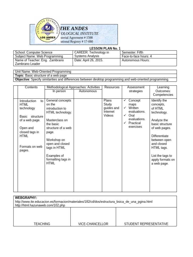 Web Programming Lesson Plans | PDF | World Wide Web | Internet & Web