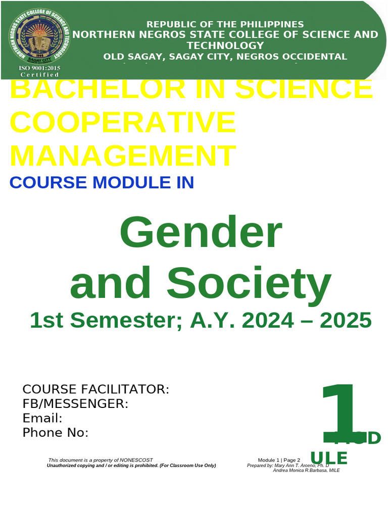 Gender and Society Module 1 | PDF | Gender | Gender Studies