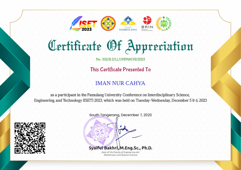 Sertif ISET 2023 | PDF