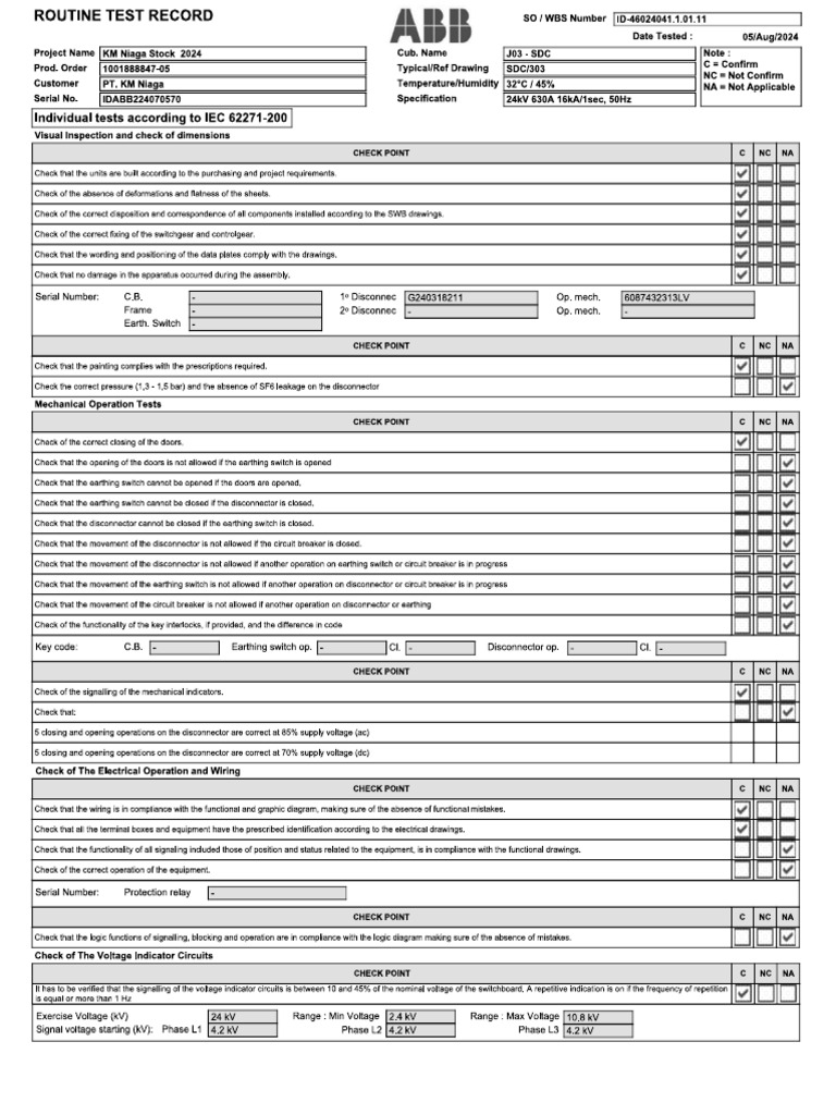 ROUTINE TEST REPORT KM Stock Batu Ampar | PDF