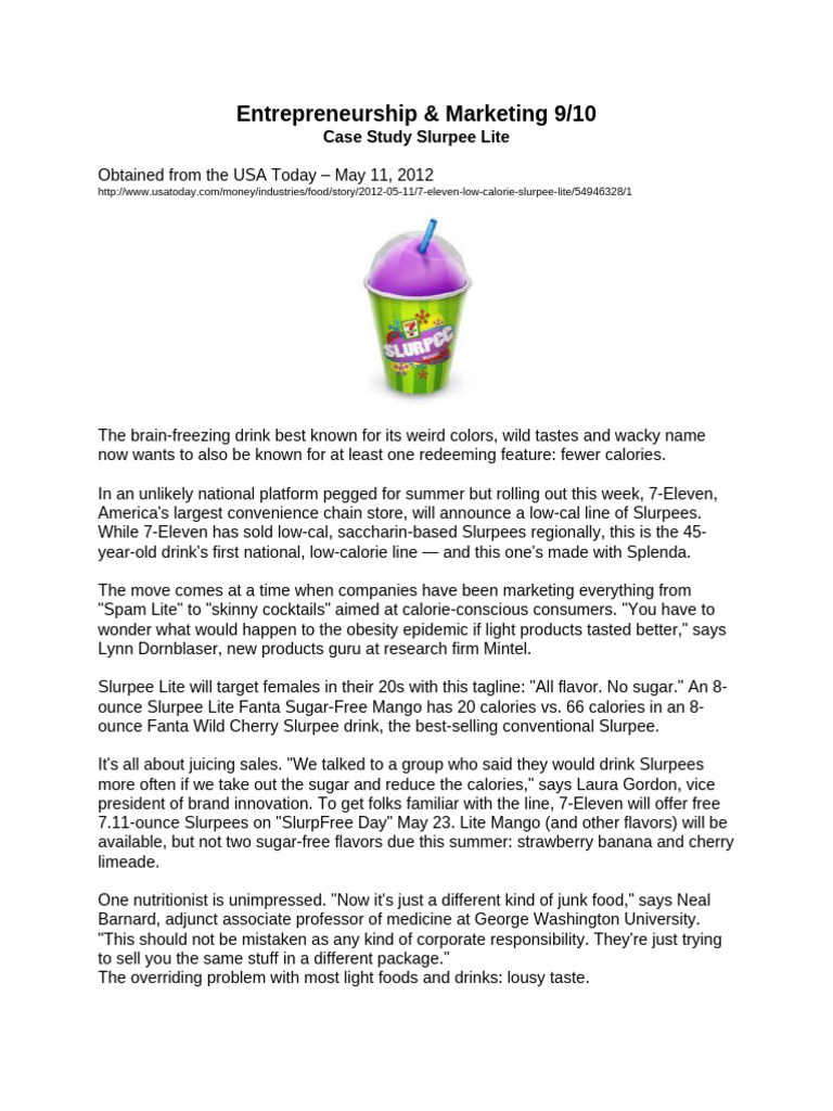 7-Eleven's Low-Calorie Slurpee Launch | PDF
